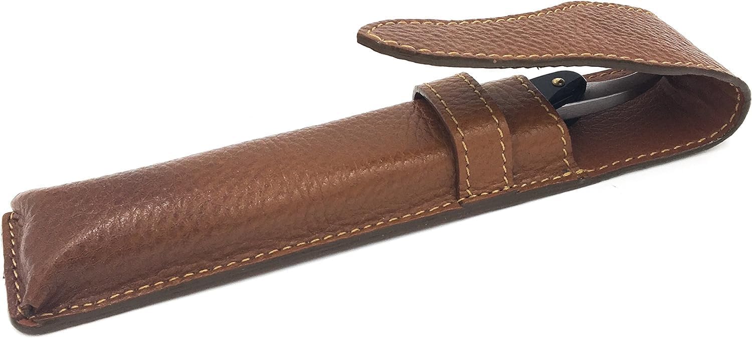 Parker Leather Saddle Brown Protective/Travel Case for Straight, Shavette and Barber Razors - from Parker Safety Razor
