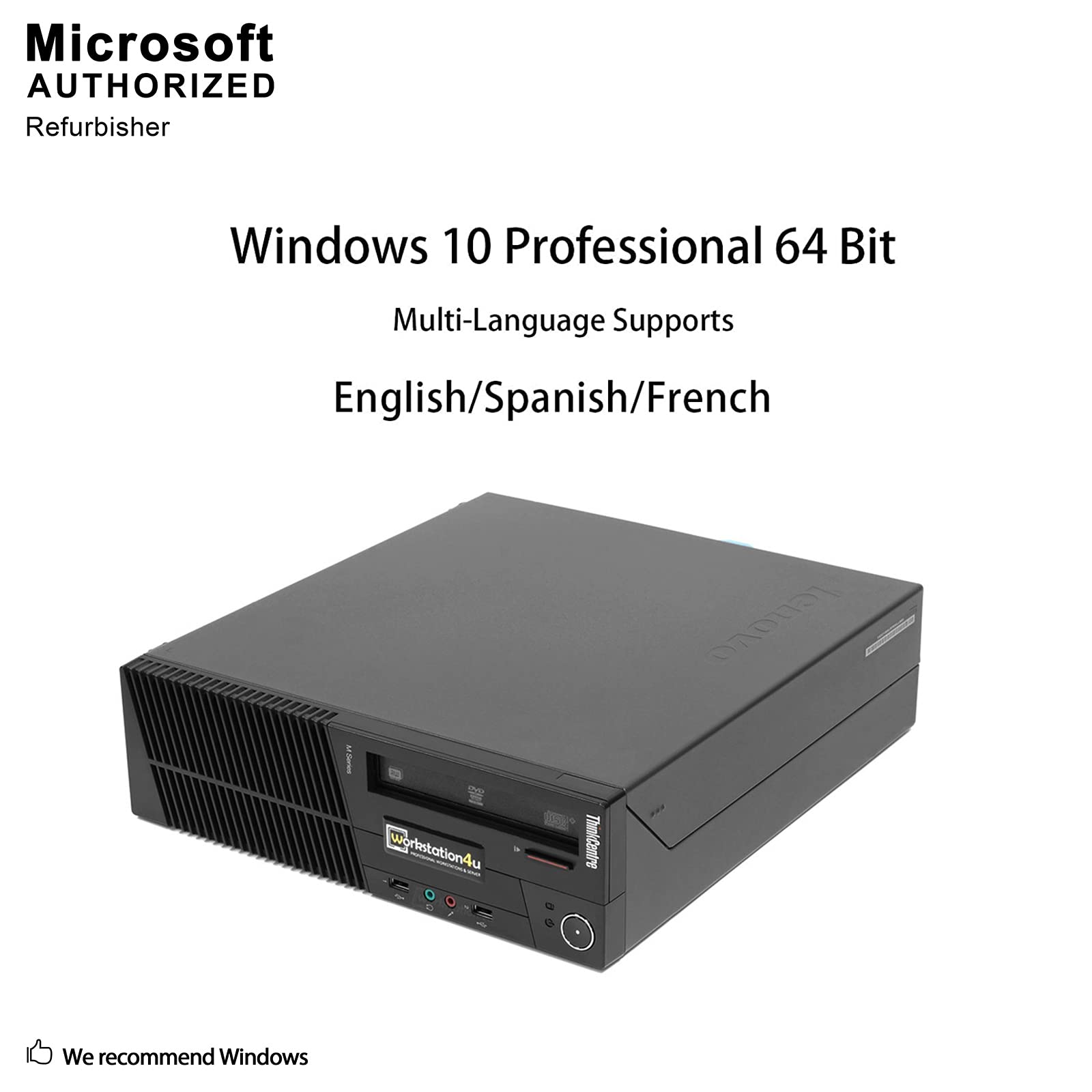 Lenovo ThinkCentre M91 Desktop PC Computer - Intel Quad Core i5 3.10GHz, 8GB RAM, 1TB HDD, Bluetooth, WiFi, Keyboard, Mouse, DVD, Windows 10 Professional (Renewed)