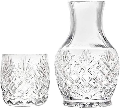 Godinger Shannon Night Water Carafe with Tumbler Glass - The Carafe Holds 16 oz, The Cup 8 oz