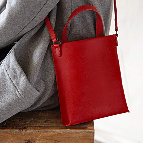 Harlie K SAMI Vegan Leather Small Crossbody Shoulder Bag Mini Purse Handbags for Women (Red)