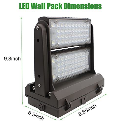 Dusk to Dawn 150W Rotatable LED Wall Pack Light, 5000K 20000LM 800-1000W HPS/HID Equiv, ETL Adjustable Head Outdoor LED Wallpack Lighting Fixture for Area Light, Parking, Garages,Warehouse,Entrance