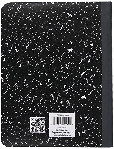 iScholar Composition Book, 100 Sheets, 5 x 5 Graph Ruled, 9.75 x 7.5-Inches, Black Marble Cover (11100)