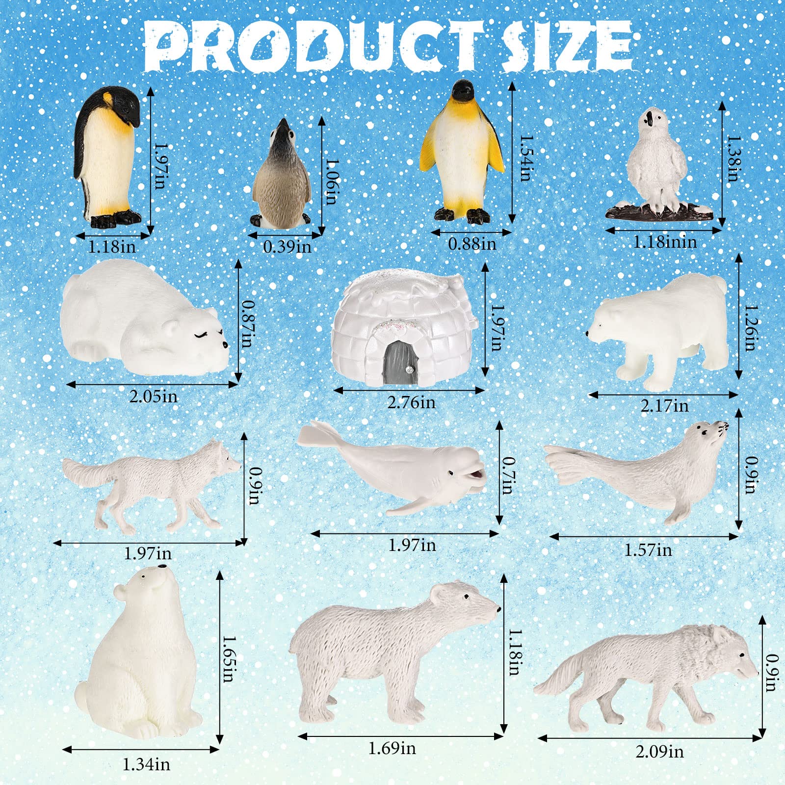 Harrycle 12 Pcs Polar Animals Figurines with Igloo - Realistic Arctic Miniature Figures Playset for Birthday, Baby Shower & Christmas Decorations