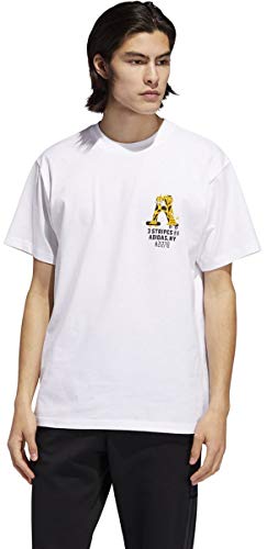 adidas Action Sports App Workout and Training Shirts, White/Black/Active Gold, X-Large