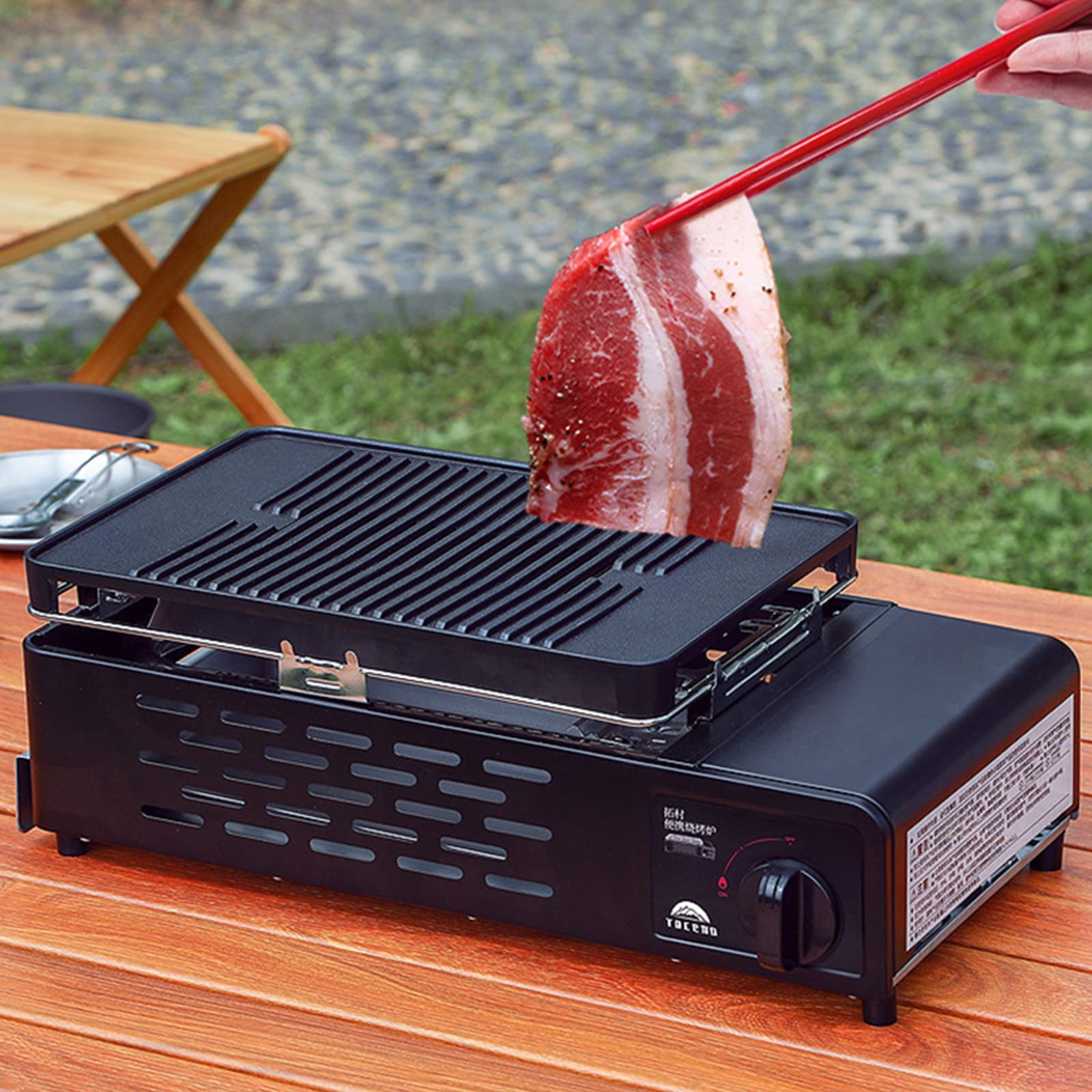 AIROKA Cassette Stove with electronic lighter and automatic flame control, 2.3KW butane gas stove, suitable for camping, picnics,outdoor and car trips