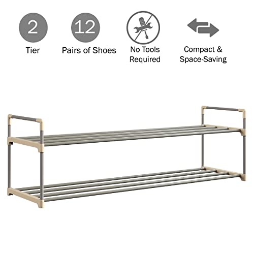 Home Complete Shoe Storage Rack, 2-Tier Organizer for Closet, Bathroom, Entryway
