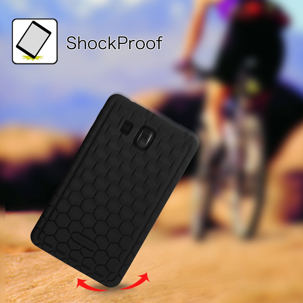 Fintie Silicone Case for Samsung Galaxy Tab A 7.0, [Honey Comb Series] Light Weight [Anti Slip] Shock Proof Cover [Kids Friendly] for Galaxy Tab A 7-inch Tablet 2016 Release (SM-T280/SM-T285), Black