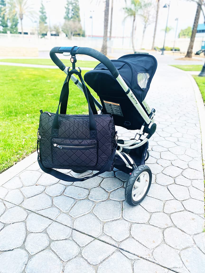 bub. Duffle Diaper Tote Bag with Changing Pad, Large Travel Diaper Tote for Mom and Dad, Multifunction, Unisex Baby Bag (Black)