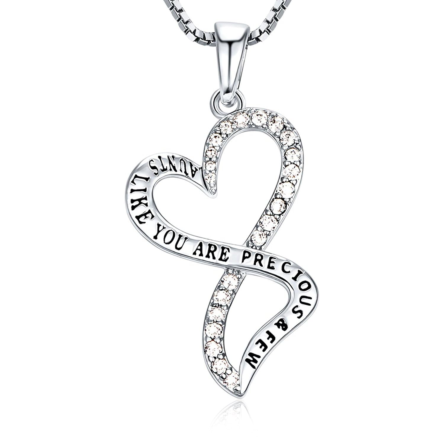 Ado Glo Christmas Day Auntie Gift, Aunts like You Are Precious and Few Infinity Heart Pendant Necklace, Fashion Jewelry for Women, Her Birthday Anniversary
