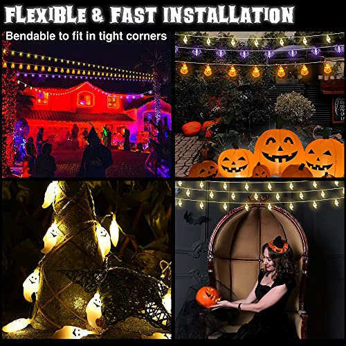 FORRADER Ghost String Lights Decor 15 ft 0.5W LED Lights , Battery Powered with 2 Modes, Halloween Decorations Outdoor & Indoor for Home/Garden/Carnival/Festivals