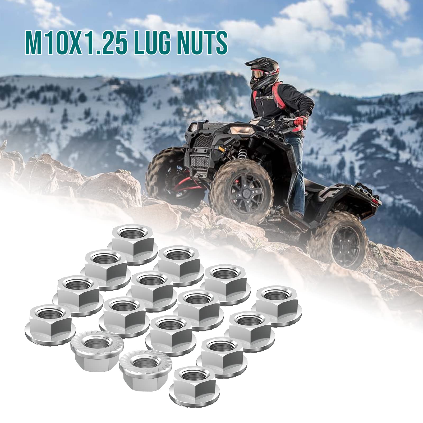 Alpha Rider M10x1.25 Locking Lug Nuts for Yamaha Blaster Banshee Raptor Warrior YFZ450 YFZ660 Kawasaki 400 Suzuki 400 Honda TRX (16 PCS)