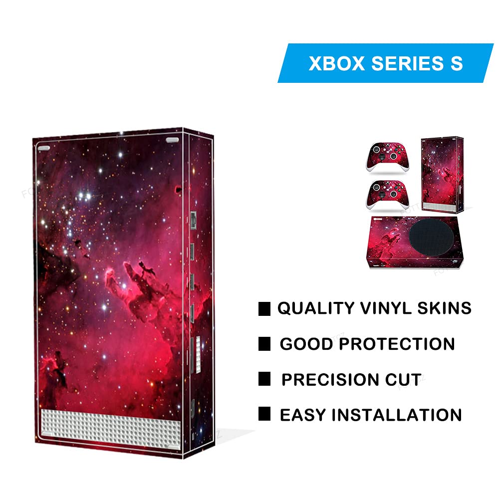 FOTTCZ Vinyl Skin for Xbox Series S Console and Controllers, Sticker Decal Protect Xbox Series S Devices - Red Nebula & Demon Hand