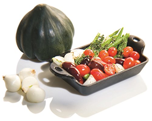 Lodge Heat Enhanced and Seasoned Cast Iron Rectangular Mini Server, 10-Ounce, Black