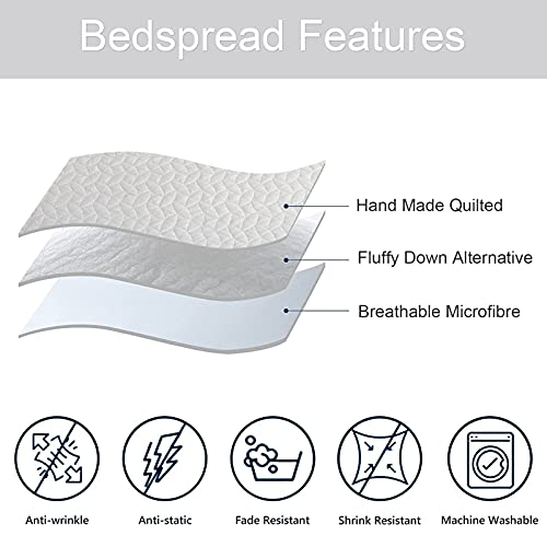 Hygge Hush Summer Quilt Set, King Size Pure White Leaves Pattern 3 Pieces Quilt Set, Oversized Modern Style Bedspread Set for All Season (1 Quilt & 2 Pillow Shams)