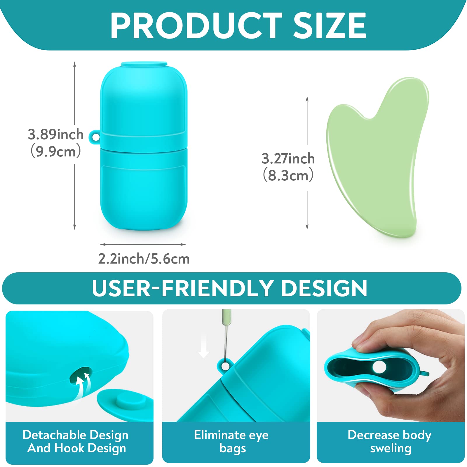 AURUZA Ice Face Roller and Gua Sha Set, Ice Roller for Face & Eye Puffiness Relief Beauty Facial Rollers Mold Icing Self Skin Care Massage Cube Skincare Tools for Shrink Pores…