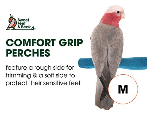 Sweet Feet and Beak Comfort Grip Safety Perch for Bird Cages - Patented Pumice Perch for Birds to Keep Nails and Beaks in Top Condition - Safe Easy to Install Bird Cage Accessories - M 8.5"