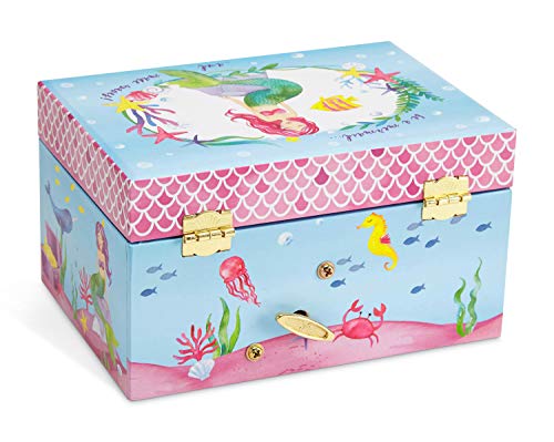 Jewelkeeper Mermaid Musical Jewelry Box, Underwater Design with Narwhal, Over the Waves Tune