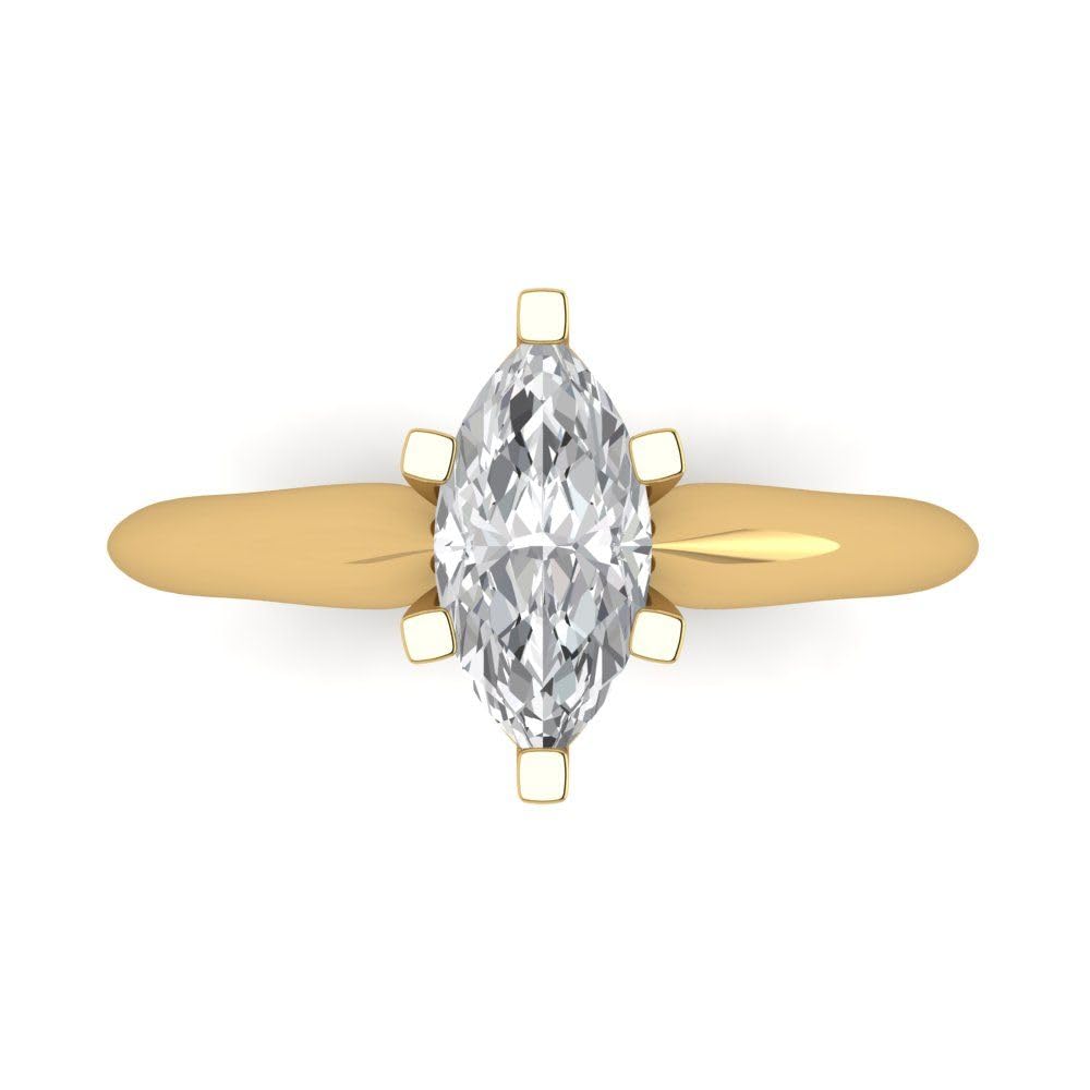 Clara Pucci 1.0 Carat Marquise Cut Custom Engraving Moissanite Engagement Wedding Bridal Everlasting Ring in 14k Yellow Gold 5 US