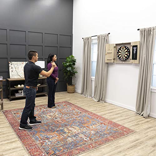 American Legend Barnwood Dartboard Cabinet with Wheat Finished Barn Style Doors - Dartboard Not Included