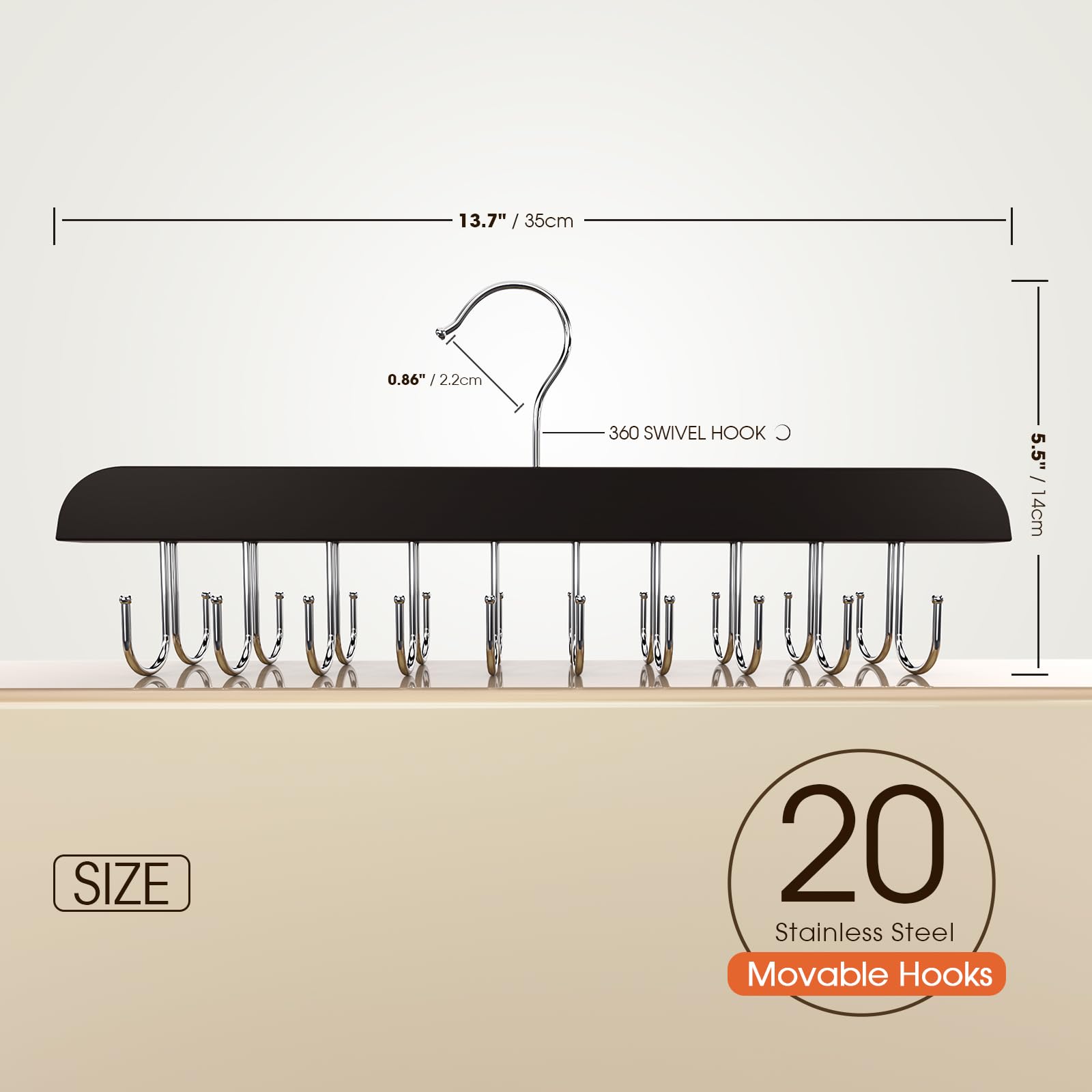 Bra Hanger 20 Hooks,Tank Top Hanger Space Saving,Closet Organizers and Storage,Bra Hangers for Closet Organizer,Organization and Storage for Sport Bras,Camisoles,Bathing Suit,Belt,Tie,etc,1 Pack,Black