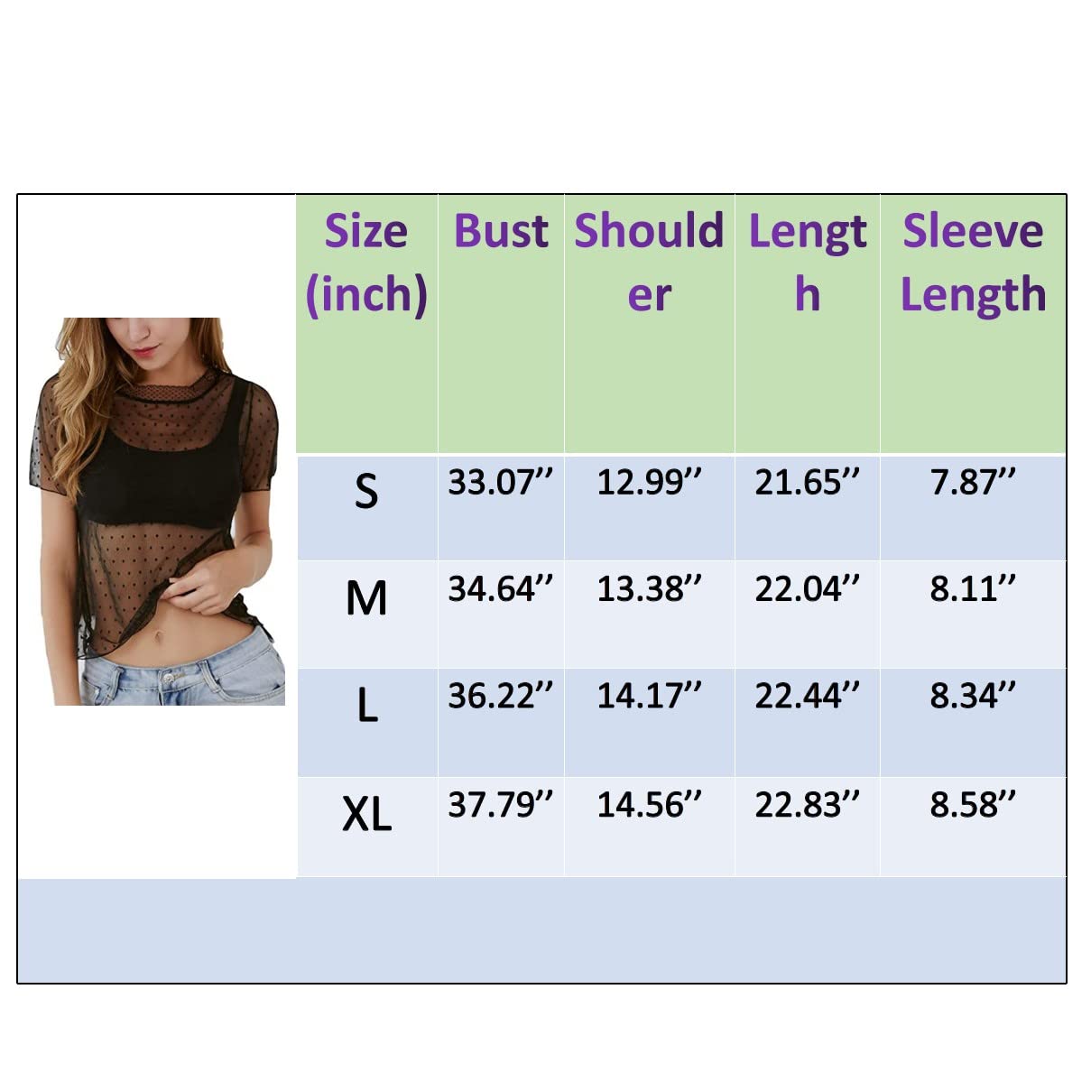 AdoreShe Women's Sheer Dot Mesh Tee Clubwear See Through Tops T-Shirt Blouse Night Out(046,Purple,M)