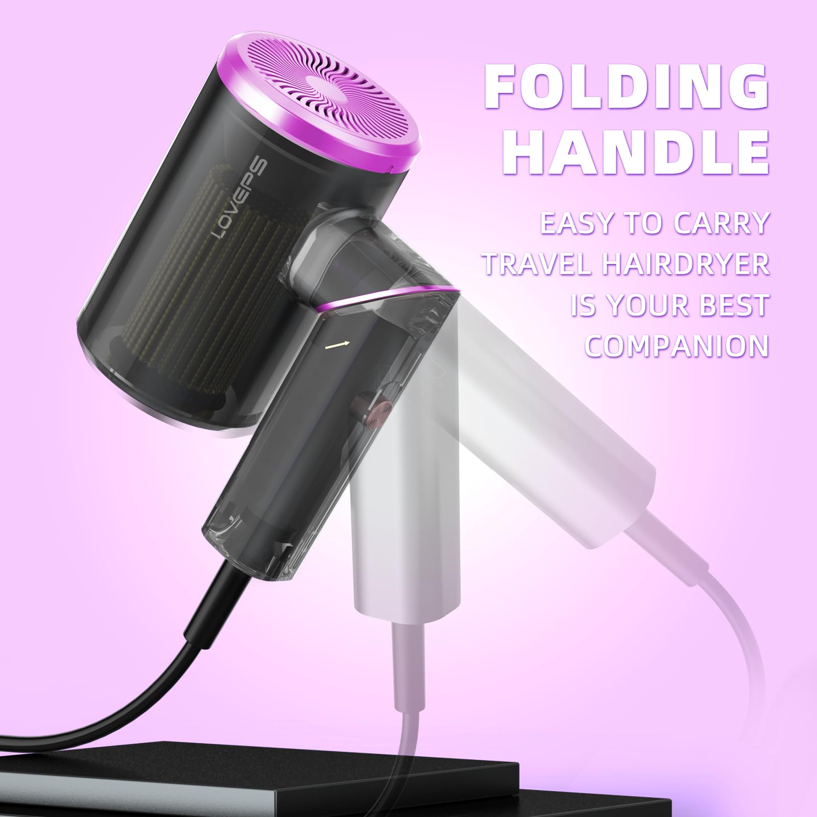 Blow Dryer with Diffuser, Ionic Hair Dryer, Constant Temperature Hair Care Without Damage,Travel Hair Dryer,Pink Gold