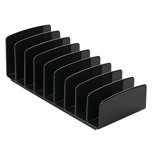 mDesign Plastic Divided Cosmetic Palette Organizer with 9 Sections - Makeup Storage for Bathroom Vanity, Cabinet, Drawer - Holds Eyeshadow, Blush, Powder - Lumiere Collection - Black