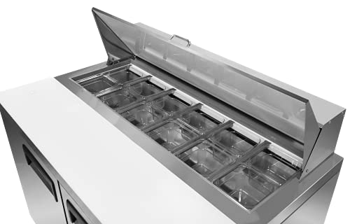FSE 47-Inch Two-Door Refrigerated Commercial Salad/Sandwich Prep Table, 12 Cubic Feet, Stainless Steel, 115 v, (MRSL-2D)