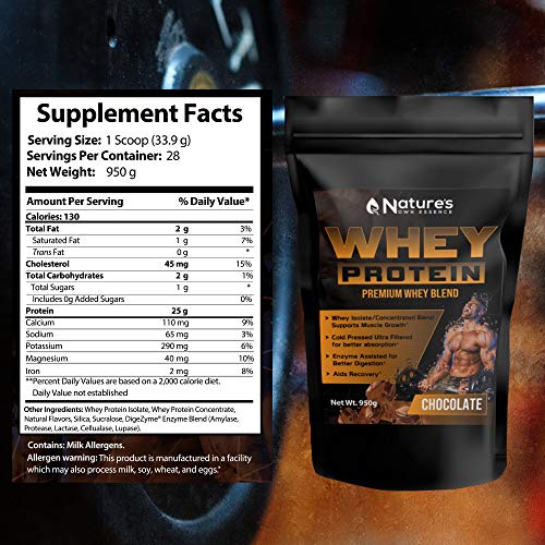 Nature's Own Essence Pure Whey Protein Powder - 100% Natural Whey Protein Isolate Concentrate Vanilla Shake, Gluten Free, Fast Digesting, Keto Friendly for Fitness and Optimum Nutrition - 2 Lbs