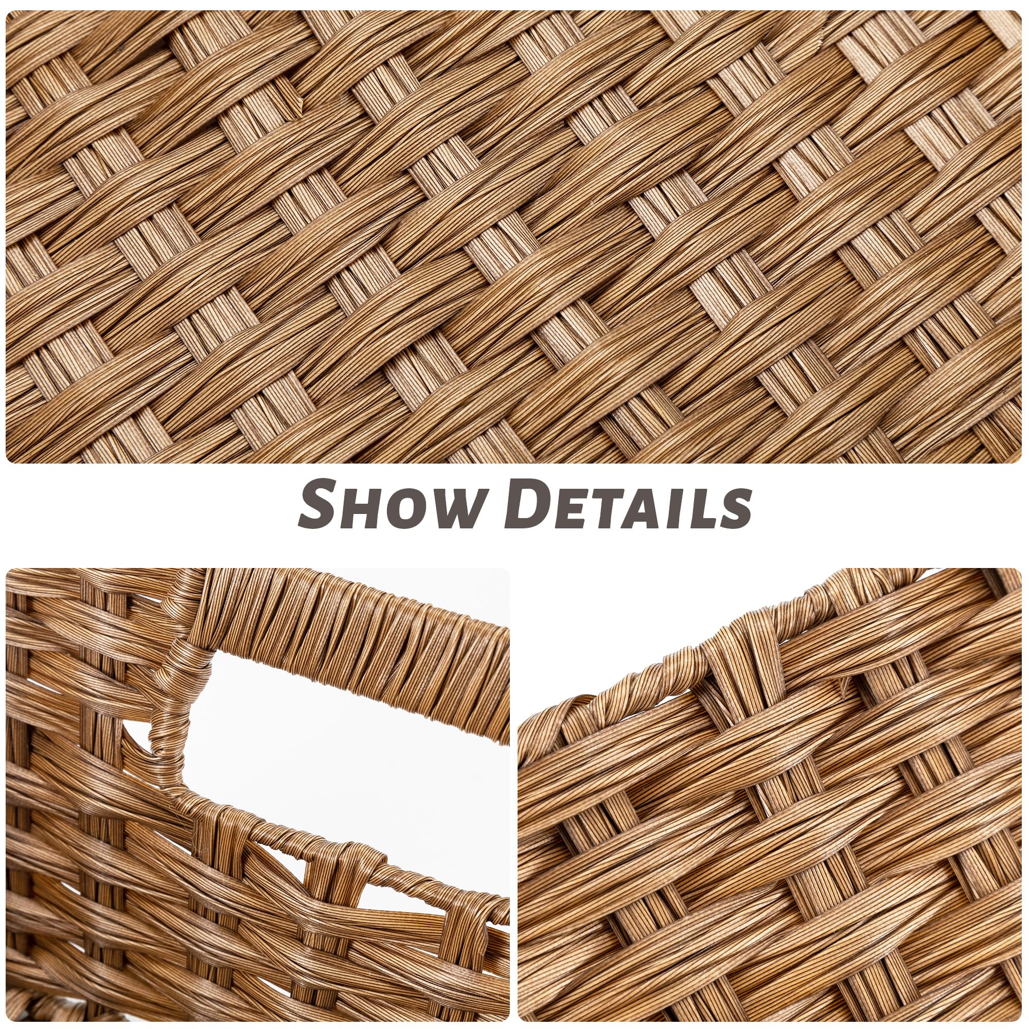 Wicker Basket, Decorative Woven Storage Basket, Waterproof Storage Basket Organizer, Wicker Storage Basket, Brown Basket, 1 Pack