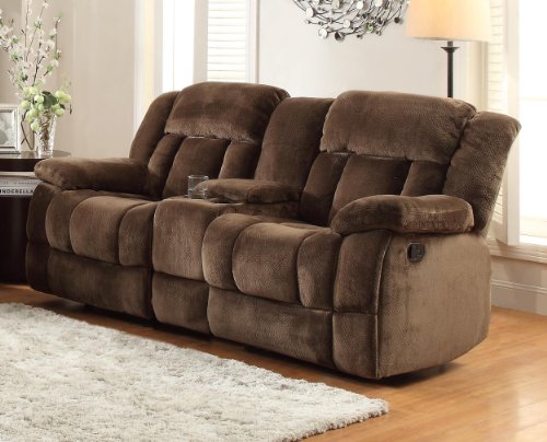 Homelegance Laurelton 79" Microfiber Double Glider Reclining Loveseat, Chocolate Brown
