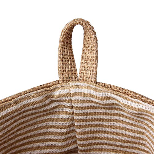 JIAKAI 4pcs Mini Hanging Storage Bag,Cotton Linen Small Storage Basket Decor Bin Bag with Handle, for Wall Door Closet