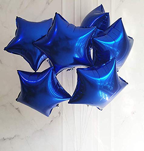AnnoDeel 20 pcs 18inch Navy blue Star Foil Balloons, Blue Star shaped Helium Balloons Mylar Balloons for Wedding Decoration Party Balloons Birthday