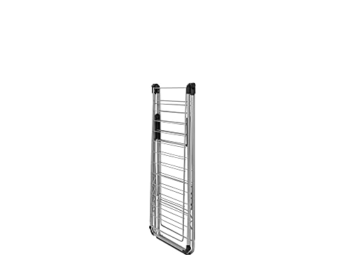 Brabantia HangOn Laundry Drying Rack with Garment Rail (82ft / Metallic Gray) Compact, Foldaway, Adjustable Indoor Stainless Steel Clothes Horse