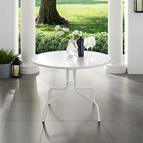 Crosley Furniture KOD10010KL Griffith Retro Metal Outdoor 5-Piece Dining Set with 39" Table and 4 Chairs, White and Key Lime
