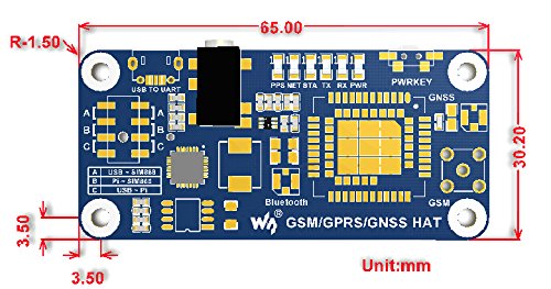 GSM/GPRS/GNSS Bluetooth HAT Expansion Board GPS Module SIM868 Compatible with Raspberry Pi 2B 3B Zero Zero W Support Make a Call,Send Messagess,DataTransfer IOT