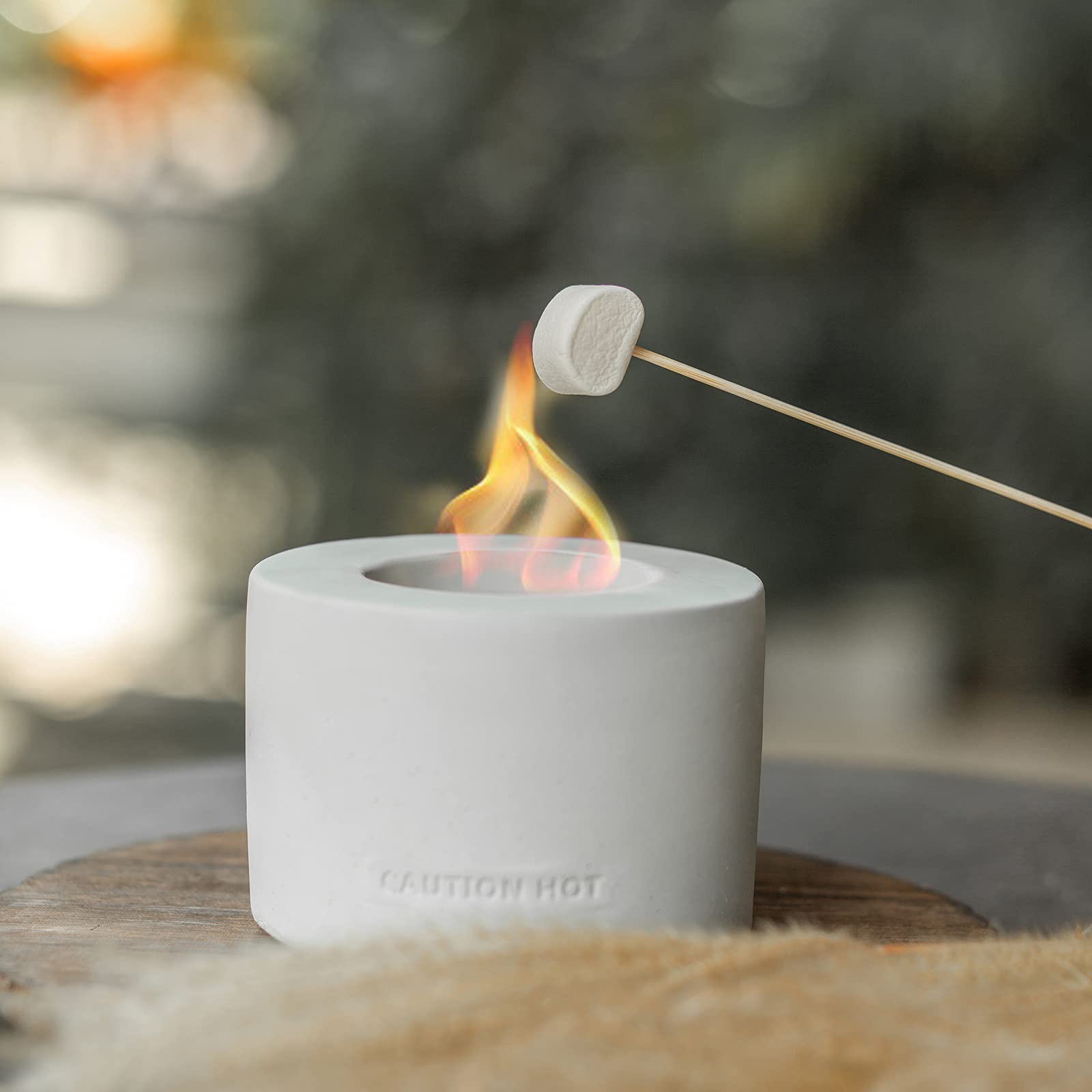 Frontsea Tabletop Rubbing Alcohol Fire Pit, Portable Tabletop Fireplace Concrete Bowl, Outdoor Indoor Ethanol Fireplace for Farmhouse, Valentine's Day, Party, Dining and Birthday