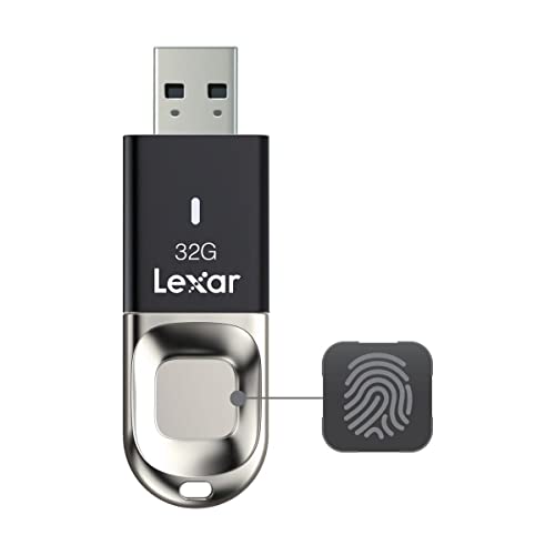 Lexar LJDF35-32GBNL Jumpdrive Fingerprint F35 32 GB USB 3.0 Flash Drive, Black/Silver