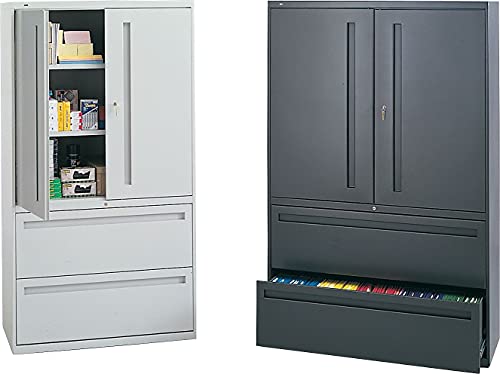HON 785LSQ 700 Series Lateral File w/Storage Cabinet, 36w x 18d x 64.25h, Light Gray