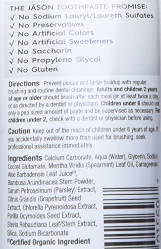 Jason Sea Fresh Strengthening Fluoride-Free Toothpaste, Deep Sea Spearmint, Travel Size, 3 Oz