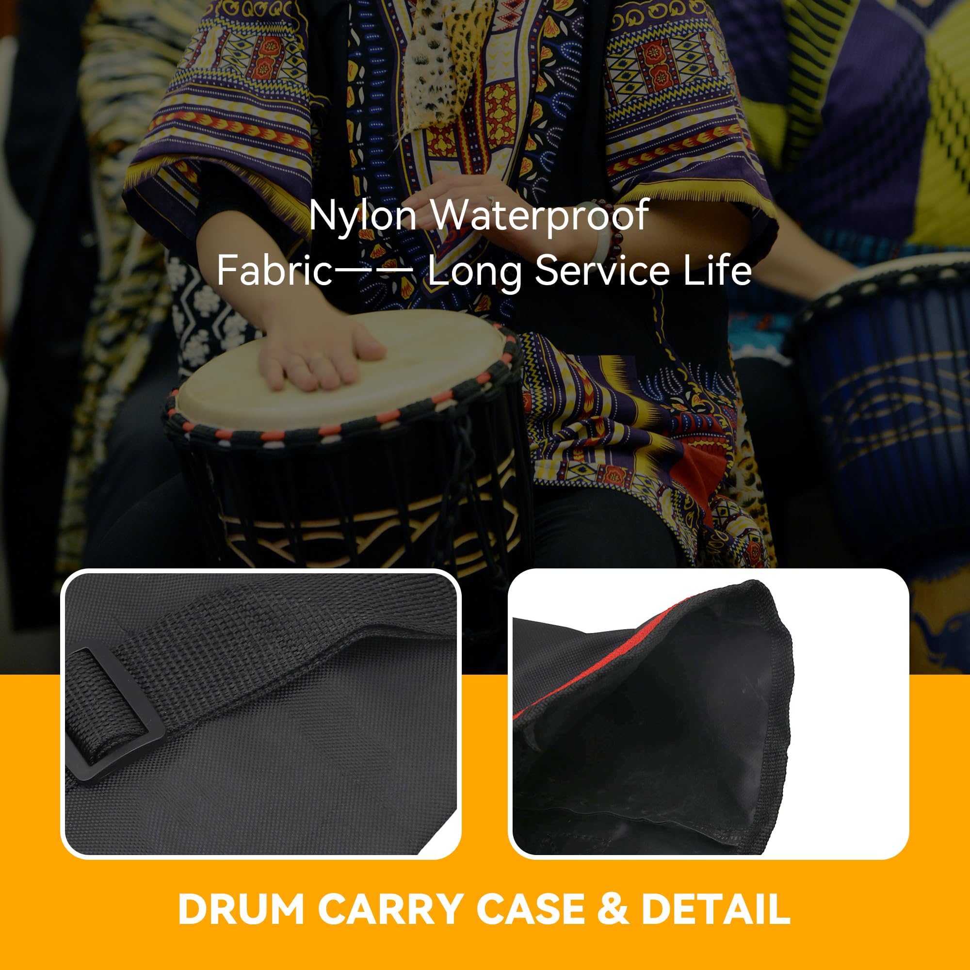 Bstinay Djembe Large Drum Bag 12Inch African Drum Carry Case Musical Instrument Accessory Durable Shoulder Strap Black