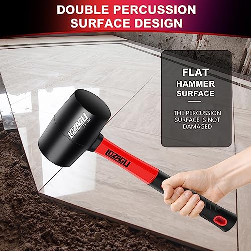 LOZAGU 16 oz Rubber Mallet Hammer, Fiberglass Handle, Rubber Mallet for Flooring, Tent Stakes, Woodworking, Camping, Soft Blow Tasks without Damage