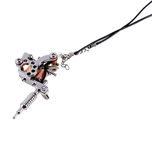 Tattoo Gun Necklace,Mini Tattoo Machine Necklace,Tattoo Supply Pendant Gift,Portable Tattoo Supply Gun Keychain Metal Alloy Key Ring
