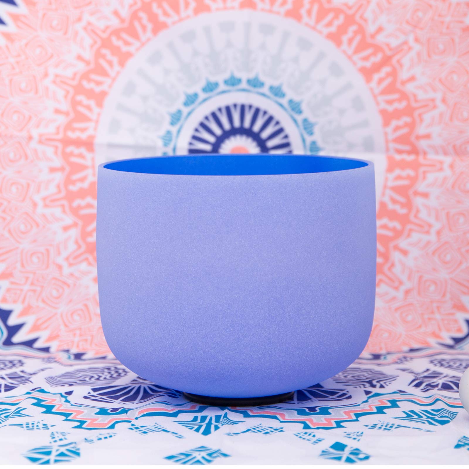 Blue Colored Frosted G Note Throat Chakra Quartz Crystal Singing Bowl 10 inch mallet and o-ring included