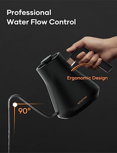 INTASTING Electric Kettle, Electric Tea Kettle with LCD Display, ±1℉ Temperature Control Gooseneck Electric Kettle, Auto Shut-Off/Keep Warm/Brew Timer, Quick Heating Hot Water Kettle Electric, 0.9L