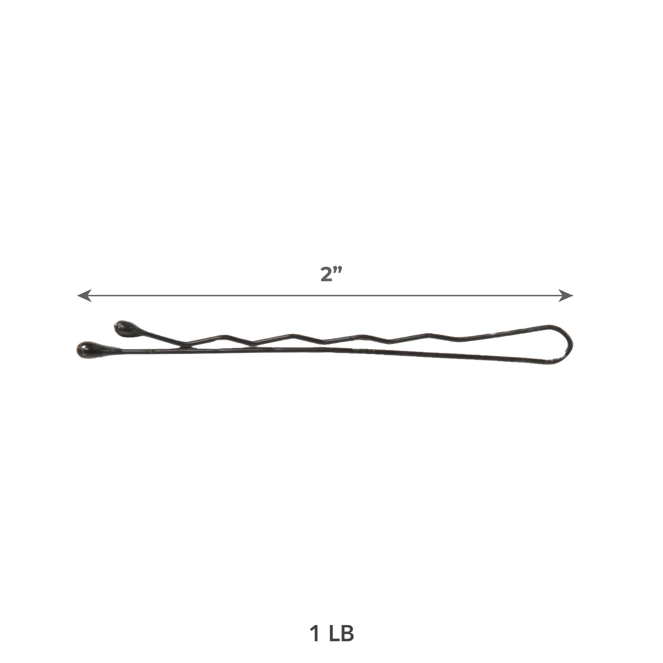 ForPro Professional Collection Bobby Pins (400-Count Approx), Black, 2" L, Ball-Tipped, Crimped, Non-Slip, Non-Damaging, 1 Lb.