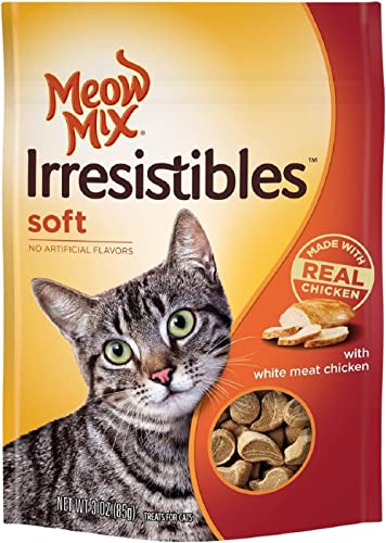 Meow Mix Irresistibles Soft Cat Treats, White Meat Chicken, 3 Ounce (Pack of 5)