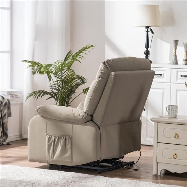 ADUH Electric Lift Function Recliner Massage Chair Silver White Comfortable&Durable Fabric PU Easy Adjustment Ultimate Relaxation