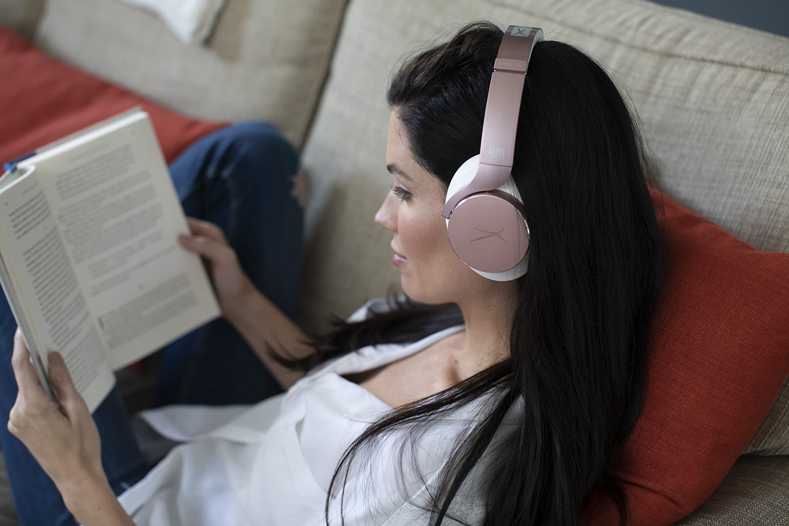 Altec Lansing Comfort Q+ Bluetooth Headphones, Active Noise Cancellation, Comfortable, Quite, Noise Cancelling Headphone, Up to 26 Hours of Playtime, 30 Ft. Wireless Range, Silver/Dark Brown