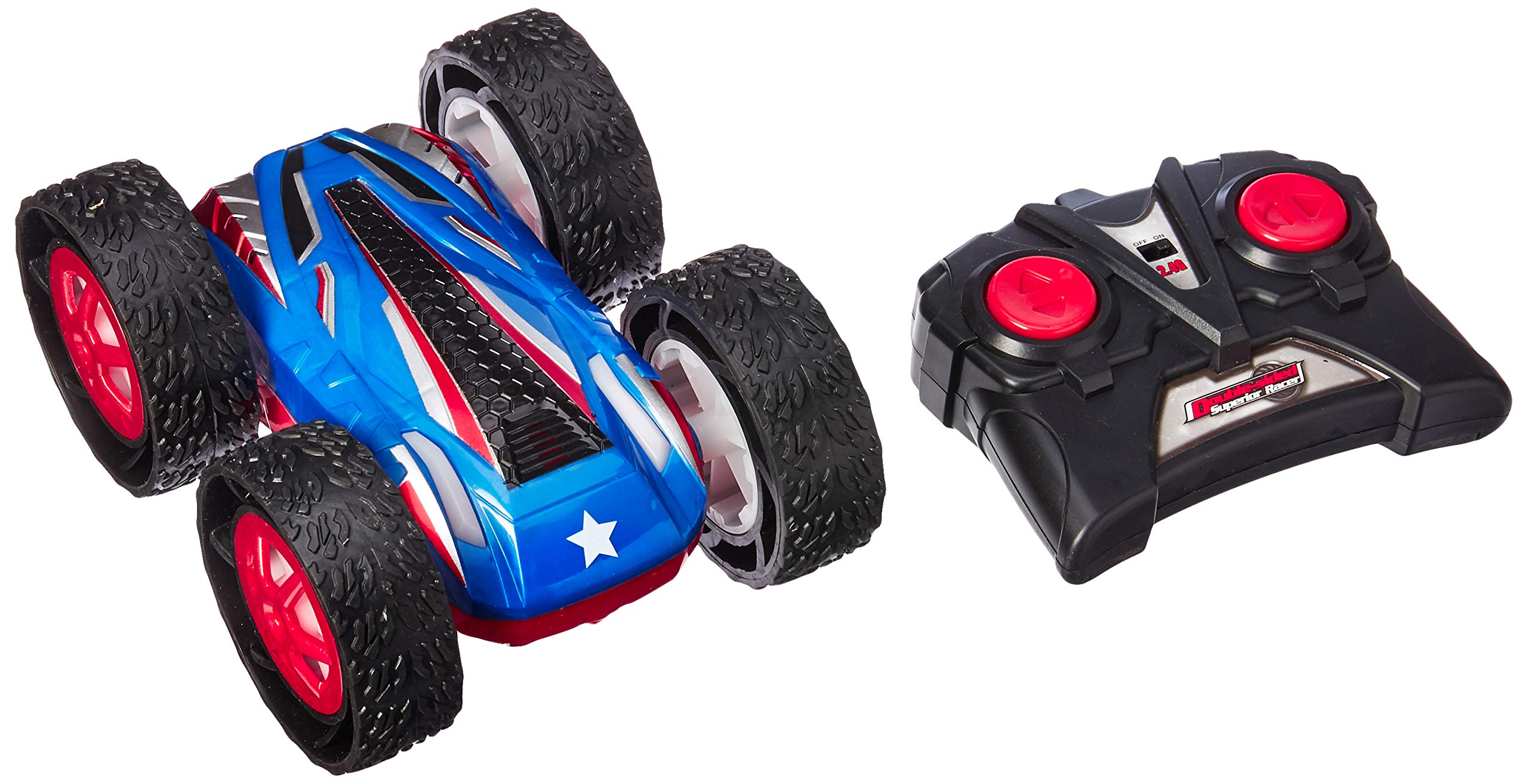 Click N' Play Remote Control Car | Rechargeable RC Stunt Car | Double-Sided Flip Off Road Radio Controlled Car with LED Lights | High Speed 2.4Ghz Remote Control Race Car | RC Cars Toys for Kids 6+